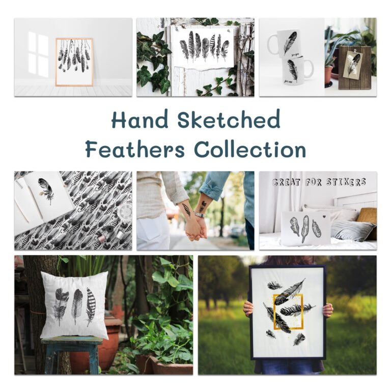 Bohemian Mood Vector Feathers Set | MasterBundles