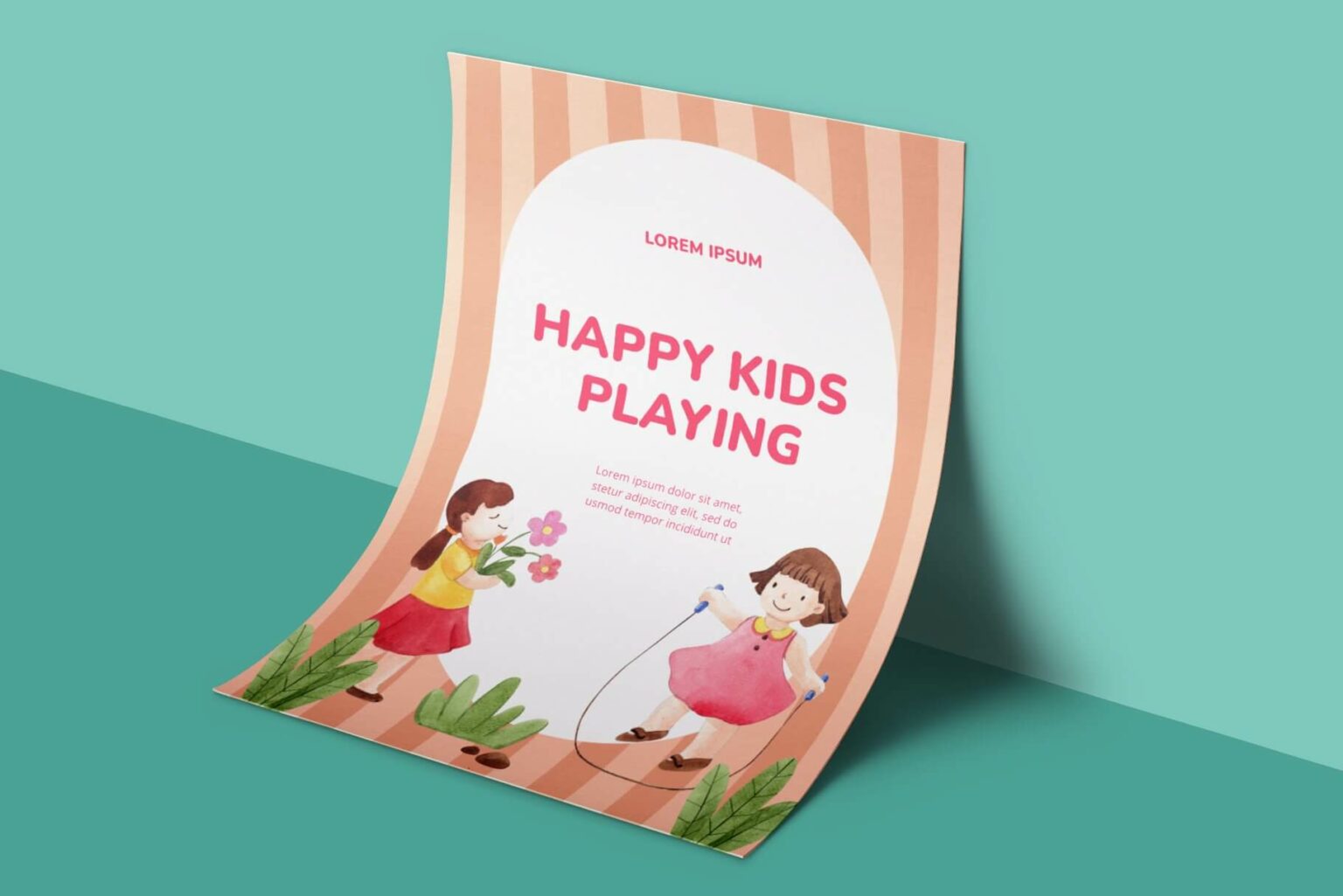 Happy Children Spring Watercolor Illustration – MasterBundles