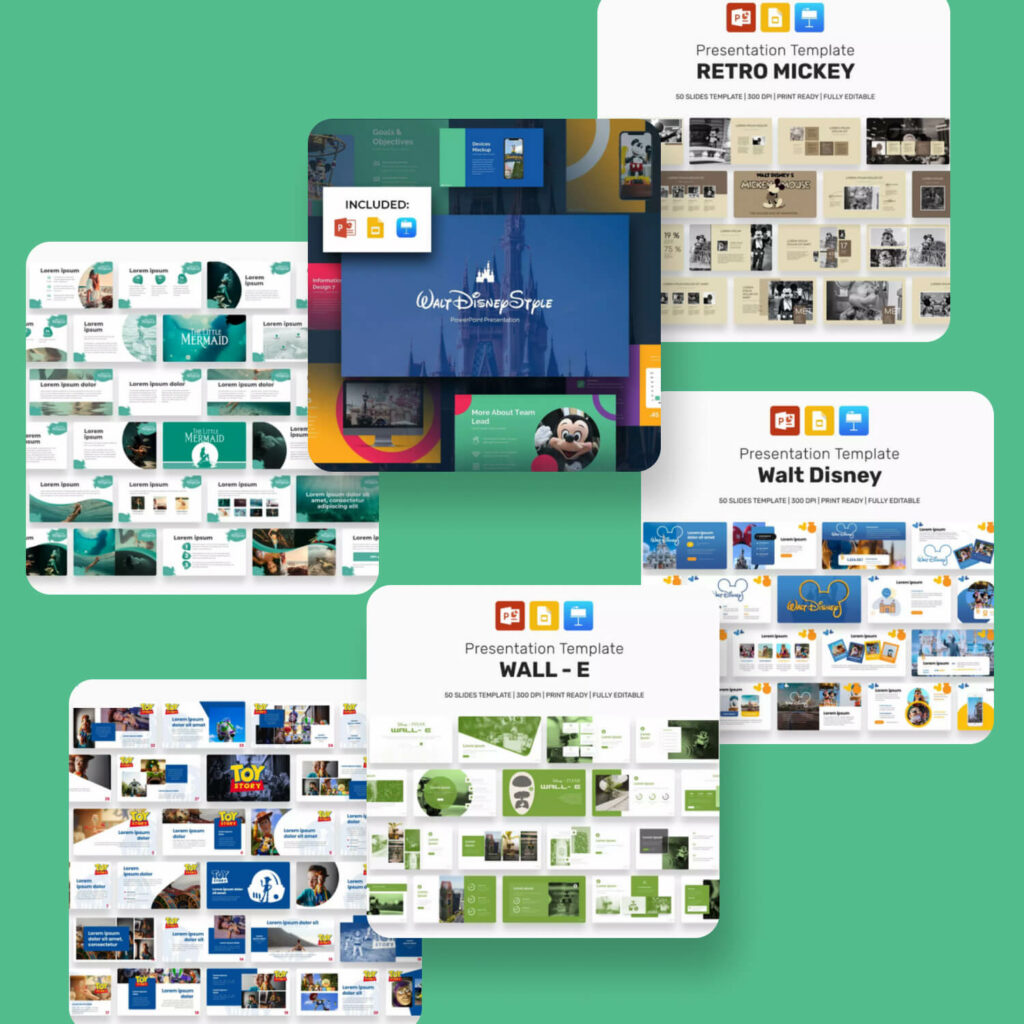 Huge Disney Presentation Templates Bundle: 300 Slides PPTX, KEY, Google ...