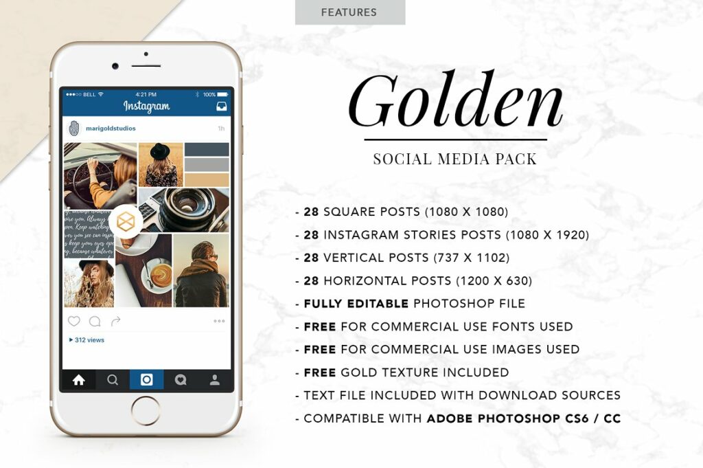 Golden Social Media Pack – MasterBundles