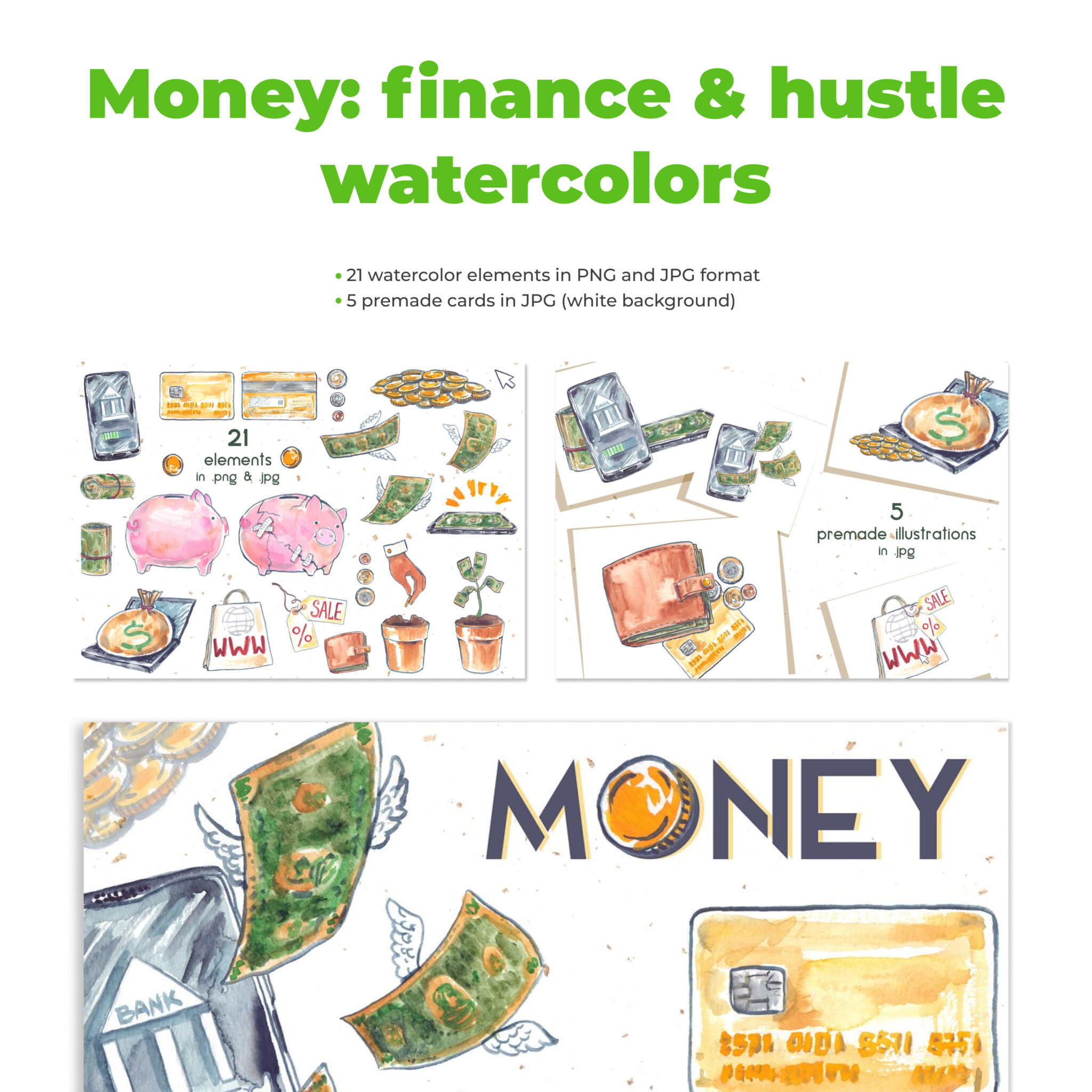 Money: Finance & Hustle Watercolors – MasterBundles