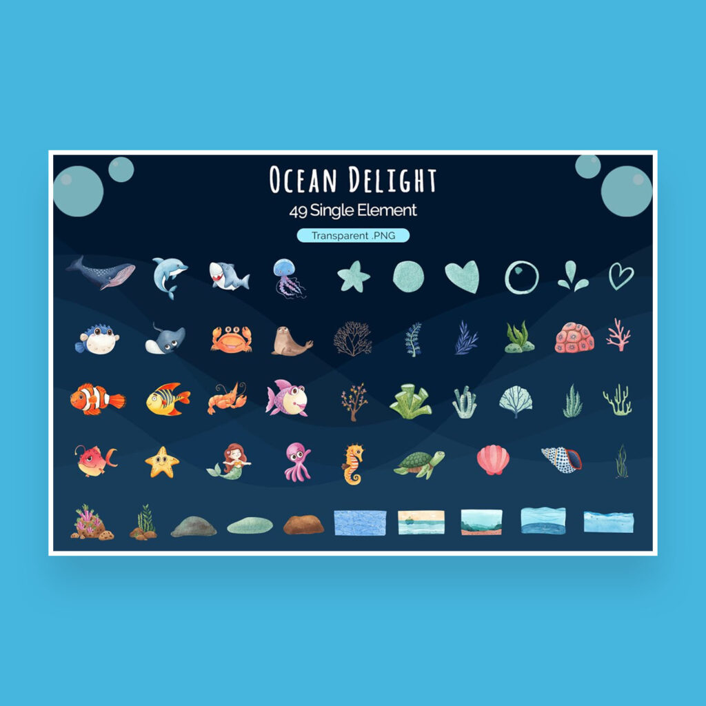 Ocean Delight Watercolor – MasterBundles