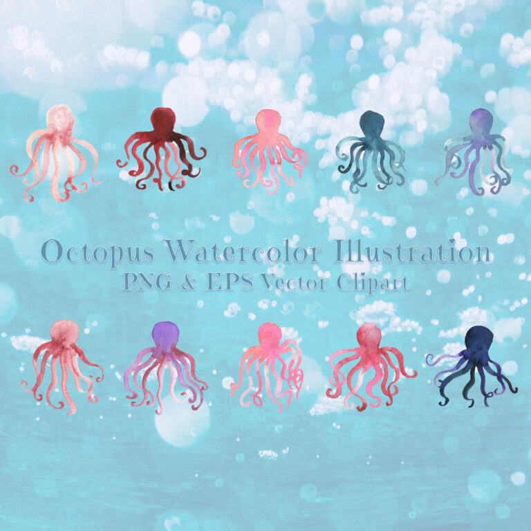 Octopus Watercolor Illustration |PNG & EPS Vector Clipart – MasterBundles