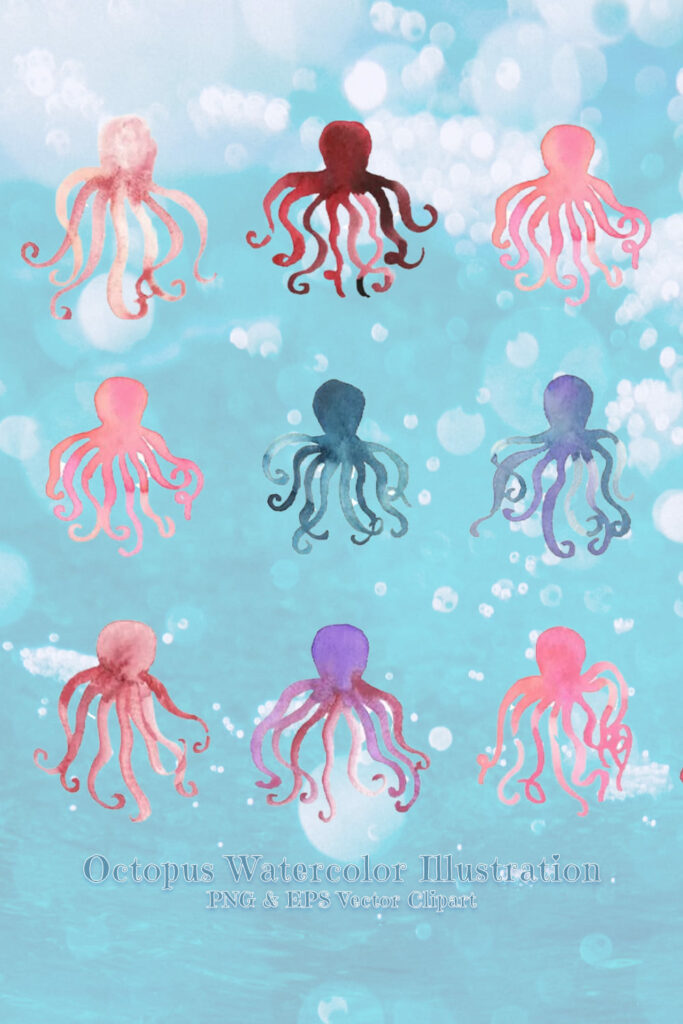 Octopus Watercolor Illustration |PNG & EPS Vector Clipart – MasterBundles