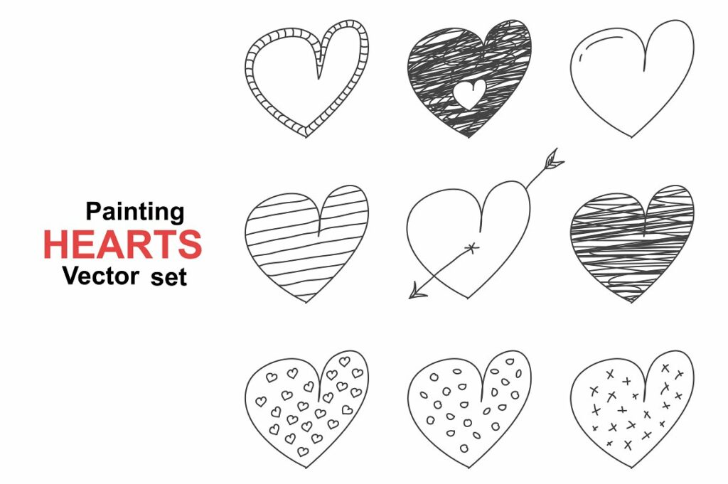 Set Of Hand Drawn Doodle Hearts – MasterBundles
