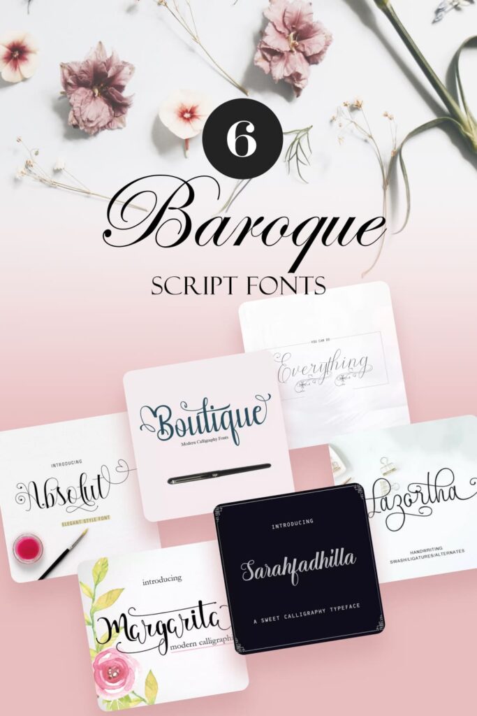 6 Baroque Script Fonts – MasterBundles