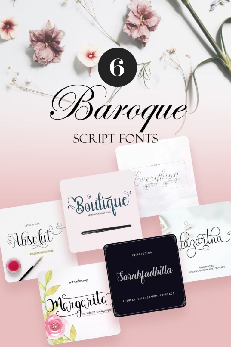 6 Baroque Script Fonts – MasterBundles
