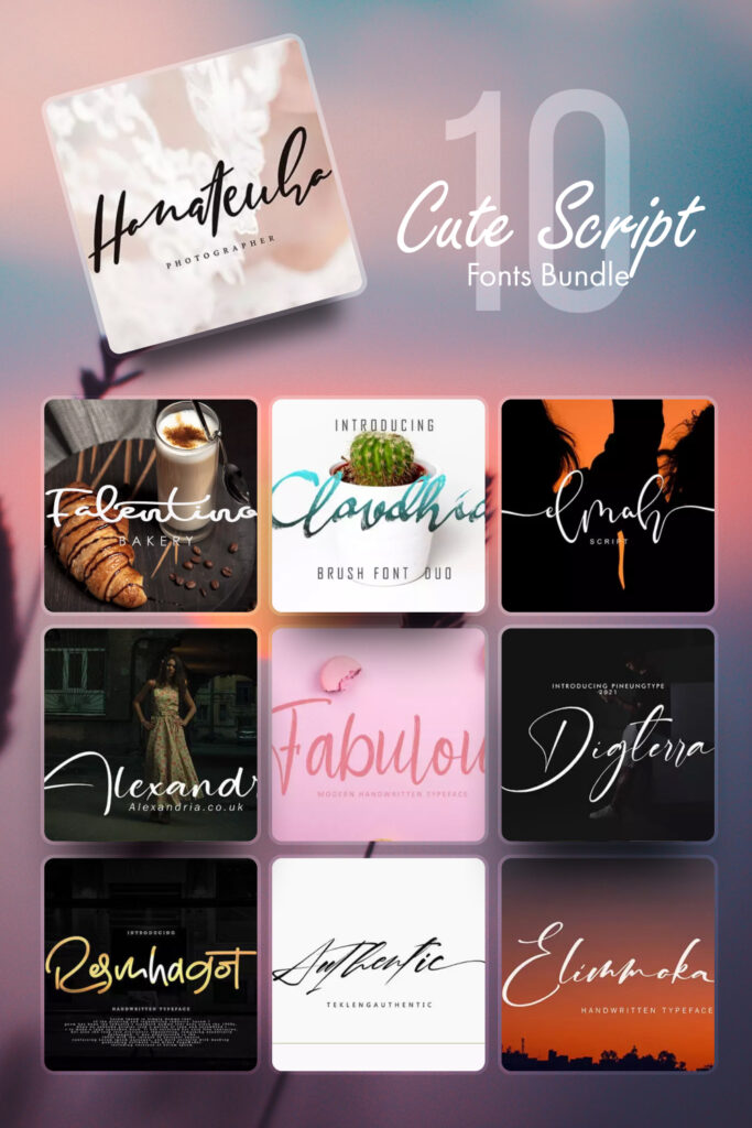 10 Cute Script Fonts Bundle – MasterBundles