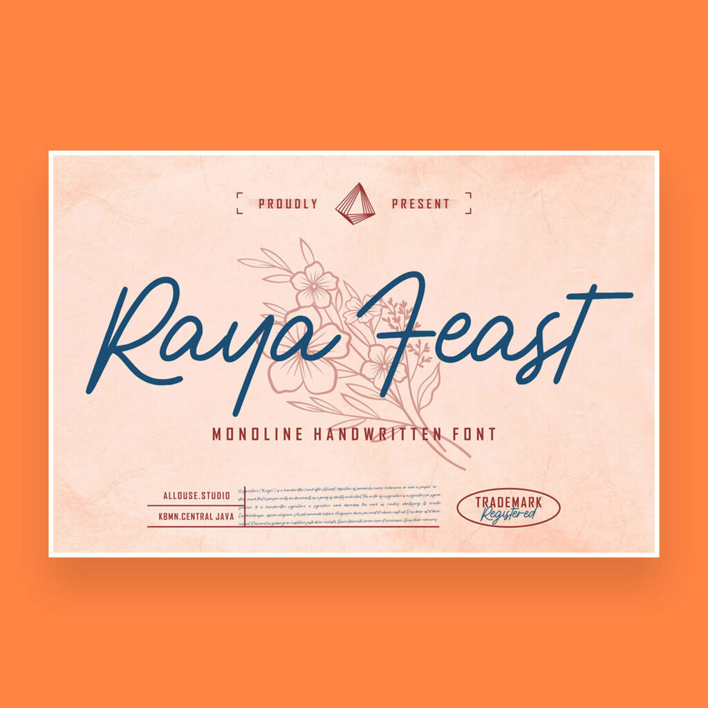 Raya Feast Beautiful Monoline Handwritten Font – MasterBundles