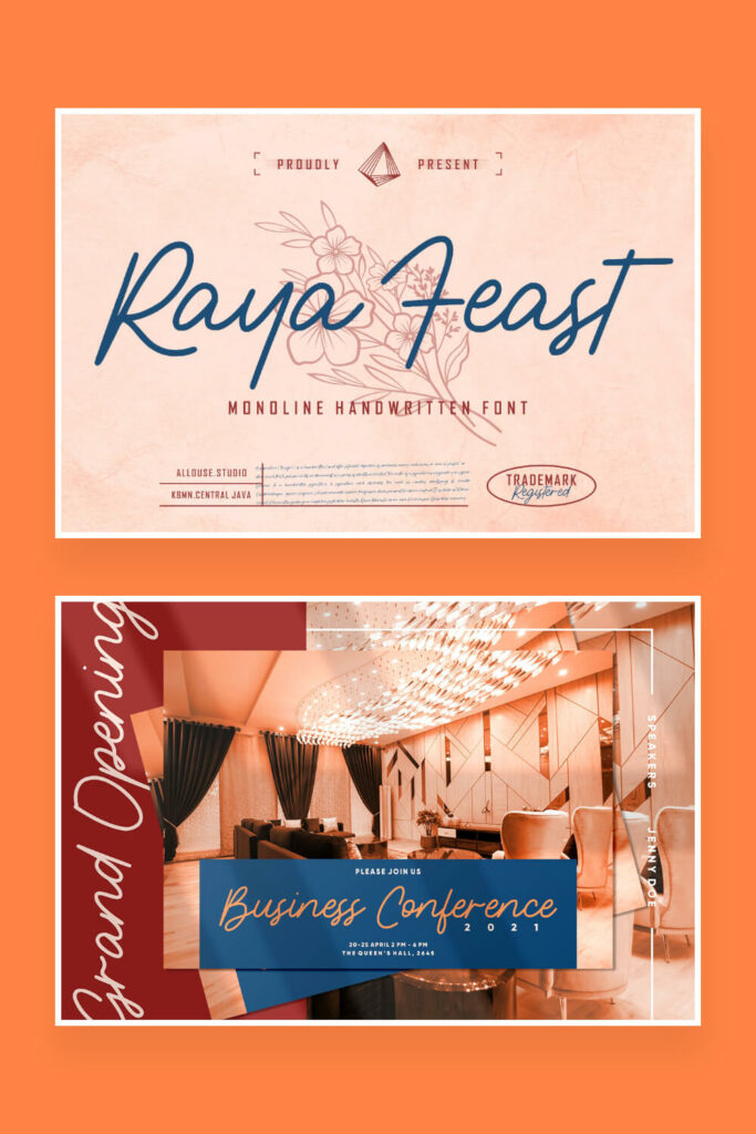 Raya Feast Beautiful Monoline Handwritten Font – MasterBundles