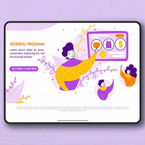 Referral Program Cartoon Illustrations | Master Bundles