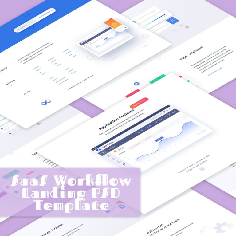 SaaS Workflow Landing PSD Template – MasterBundles