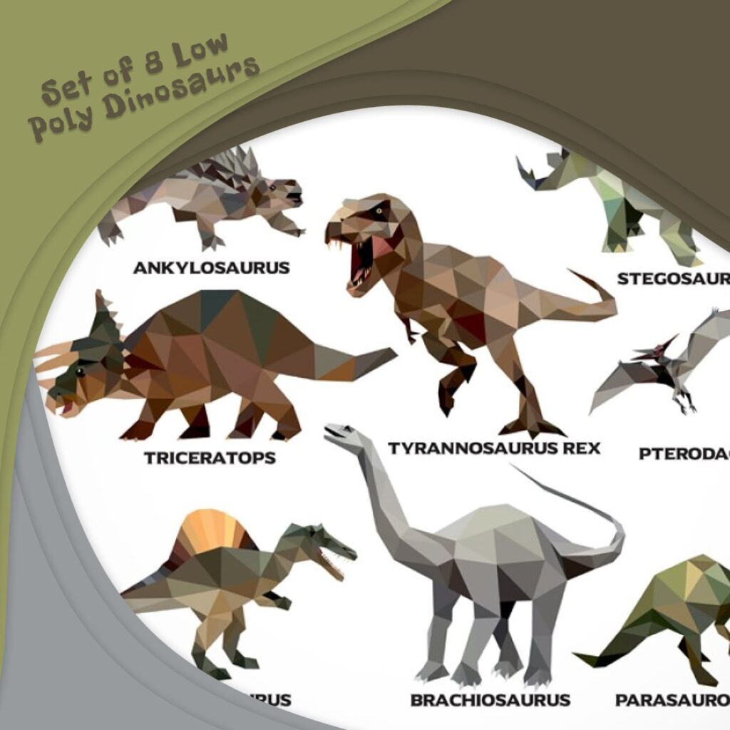 Set of 8 Low Poly Dinosaurs – MasterBundles