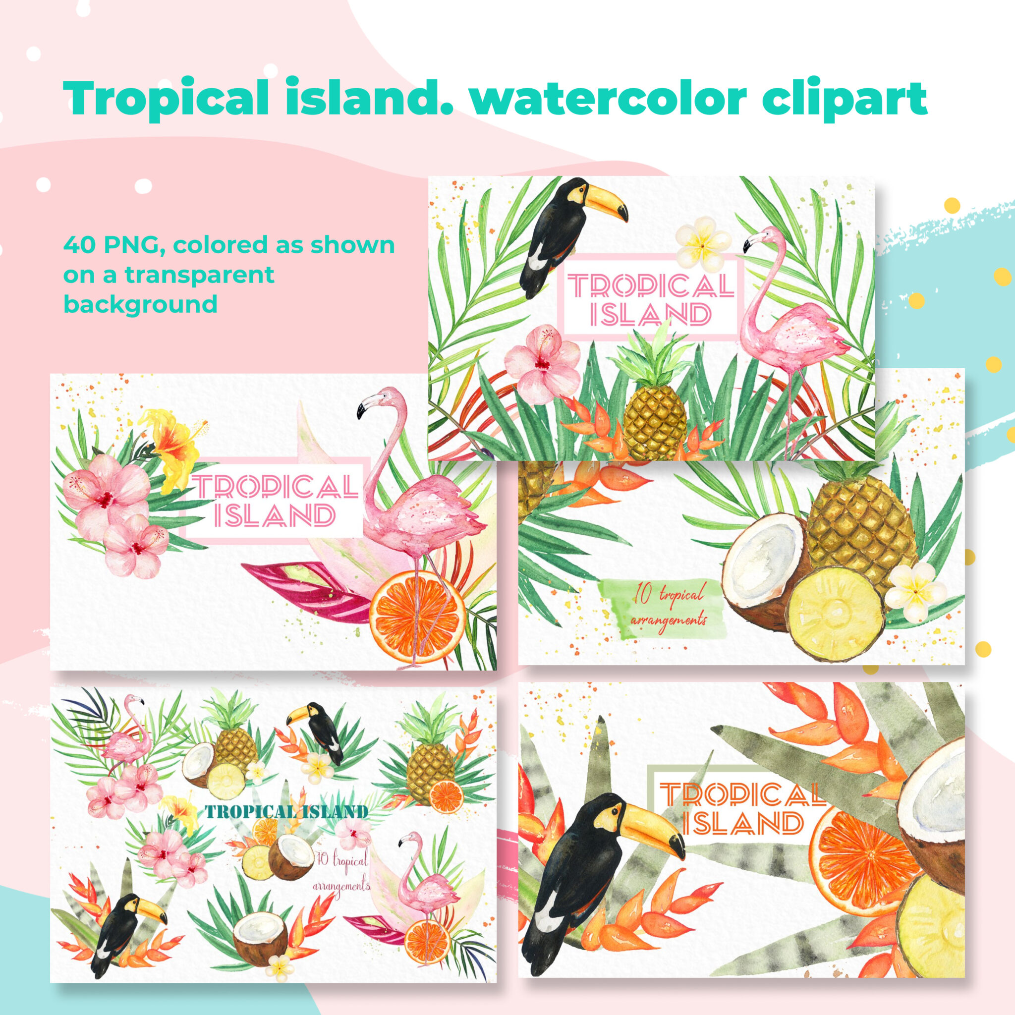 Tropical Island Watercolor Clipart – MasterBundles