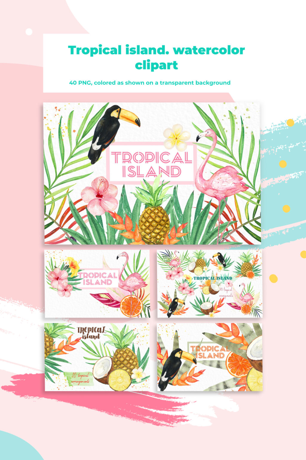 Tropical Island Watercolor Clipart – MasterBundles