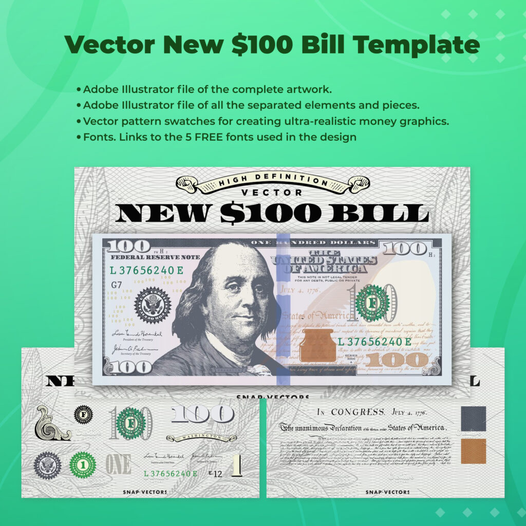 Vector New $100 Bill Template - done! – MasterBundles