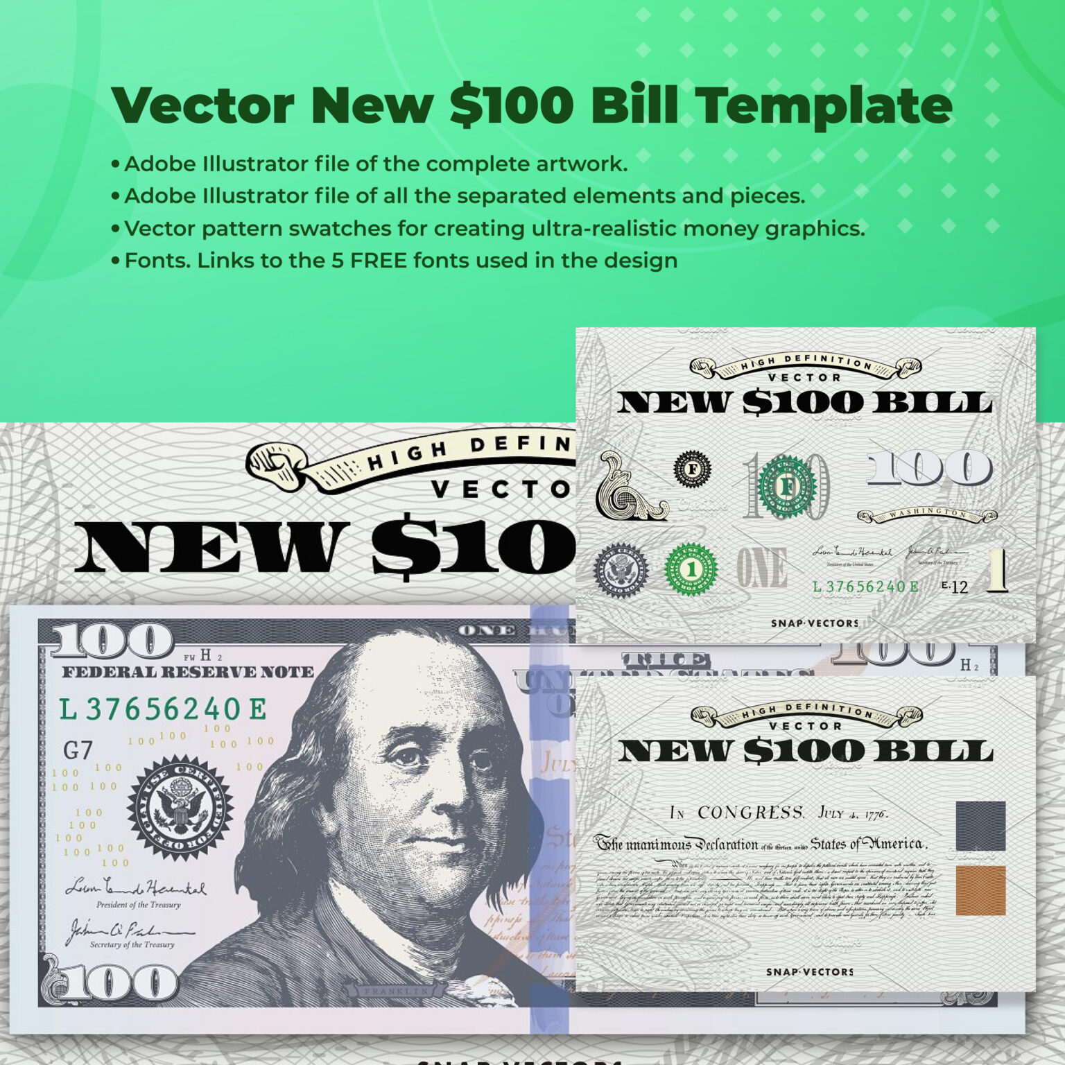 Vector New $100 Bill Template - done! – MasterBundles