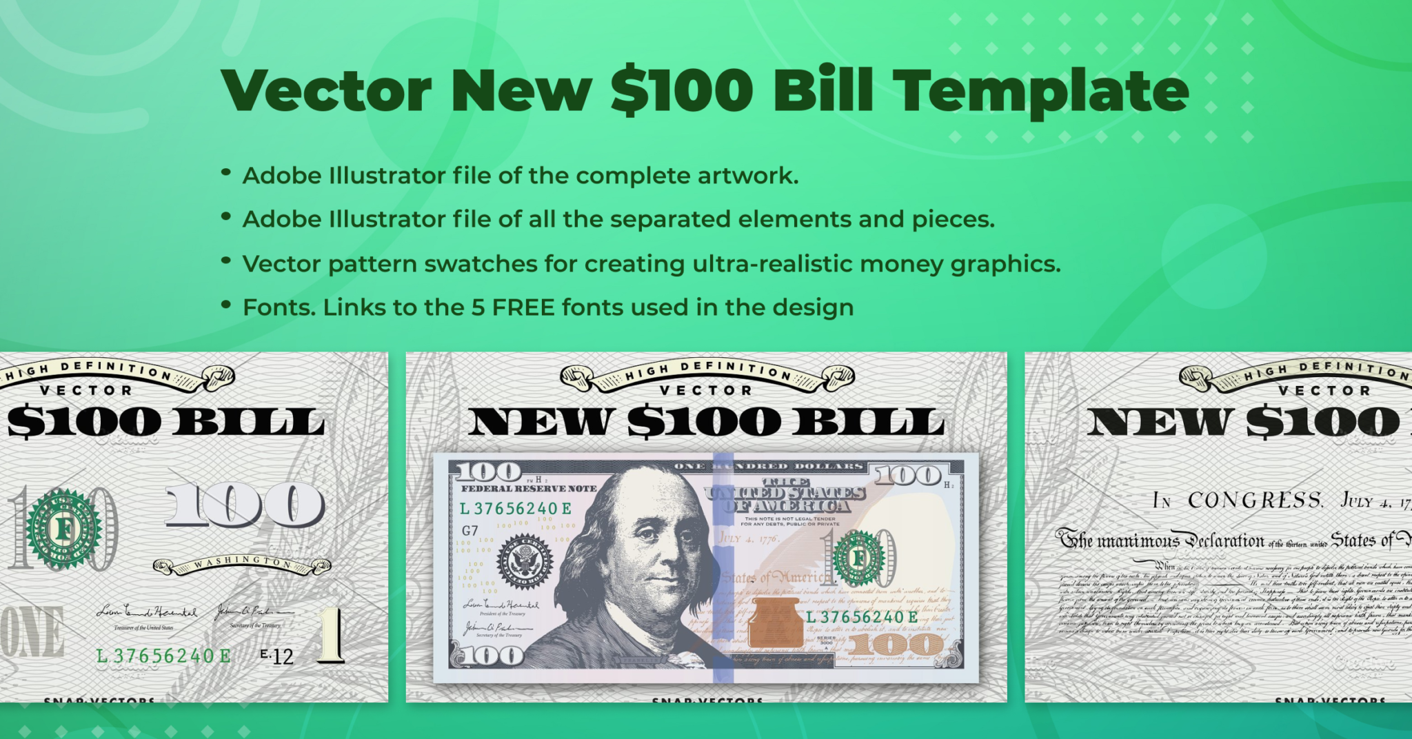 Vector New $100 Bill Template - done! – MasterBundles