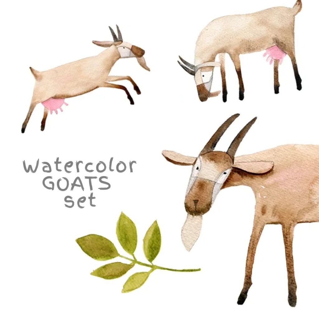 Watercolor Goats Set | MasterBundles
