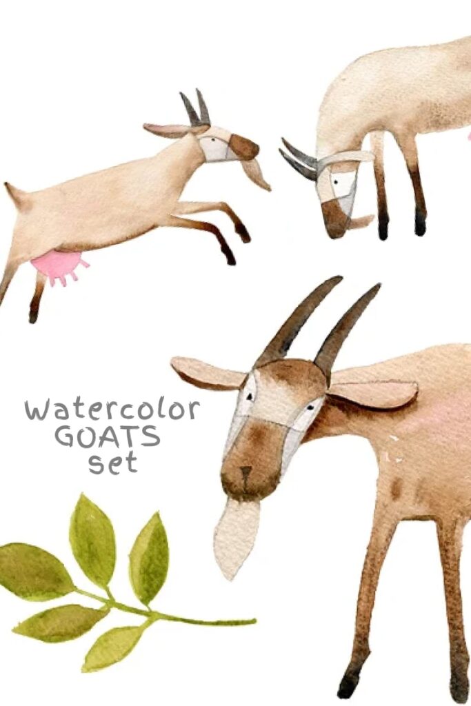 Watercolor Goats Set – MasterBundles