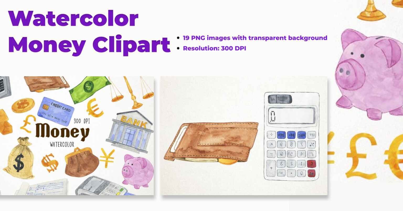 Watercolor Money Clipart – MasterBundles