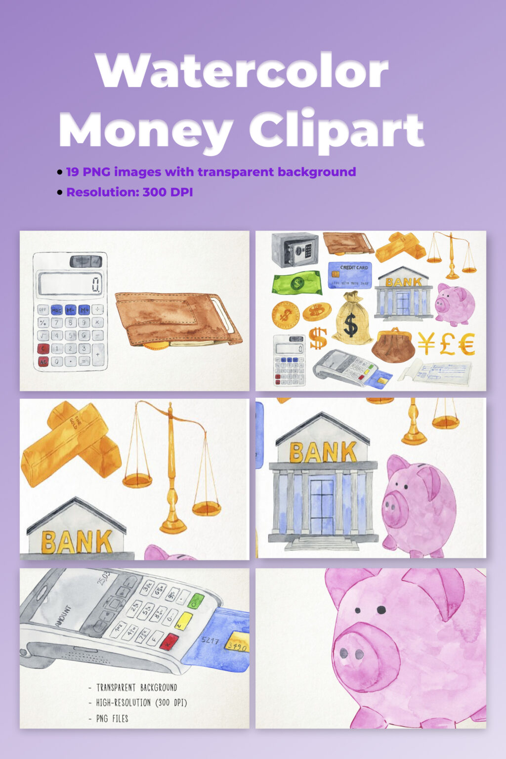 Watercolor Money Clipart – MasterBundles