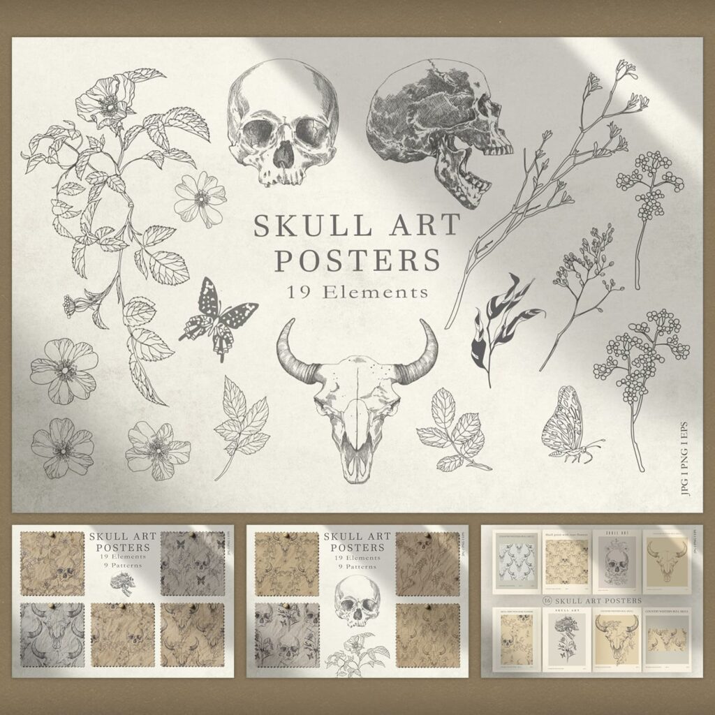 Skull Art Posters – MasterBundles
