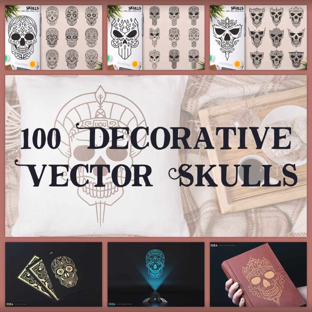 100 Decorative Vector Skulls – MasterBundles