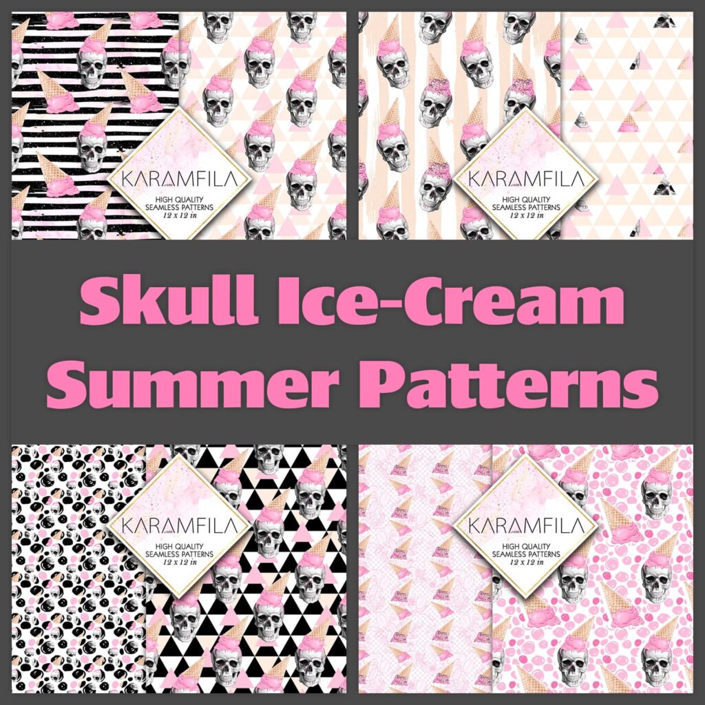 Skull Ice-Cream Summer Patterns – MasterBundles