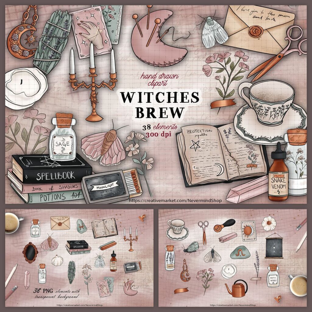 Witches Brew Clipart Kit – MasterBundles
