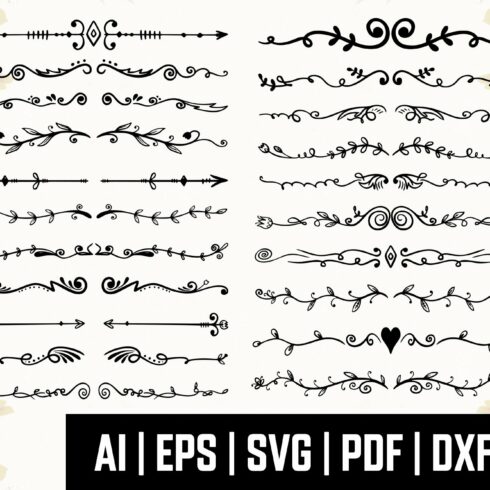 21 Floral Divider Lines Bundle SVG. Flourish Dividers Shapes | Master ...