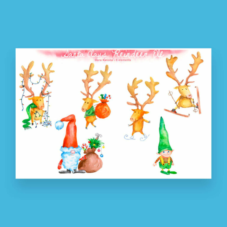 Christmas Santa Claus Elf Reindeer Clipart Set – MasterBundles