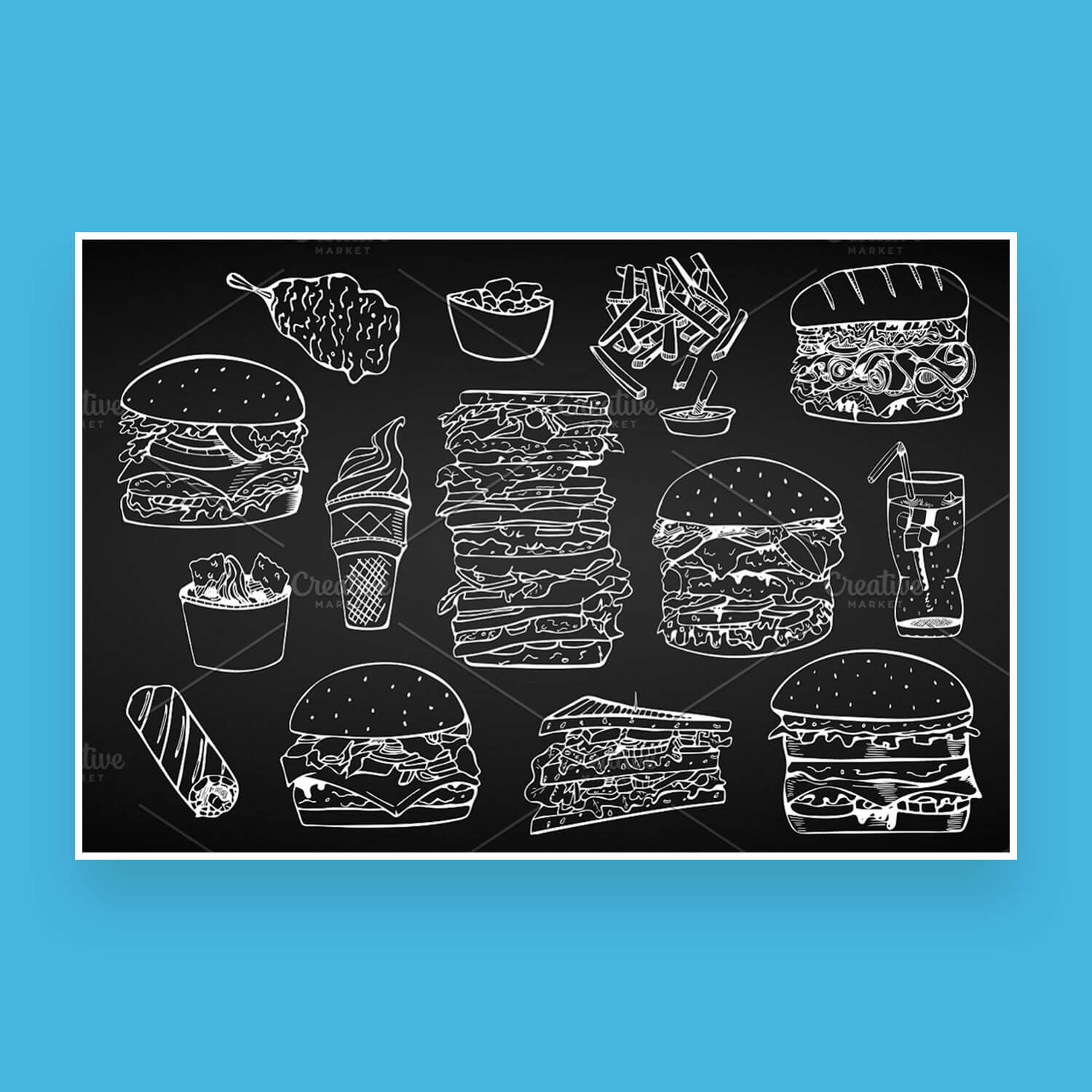 Fast Food Set Seamless Patterns – MasterBundles