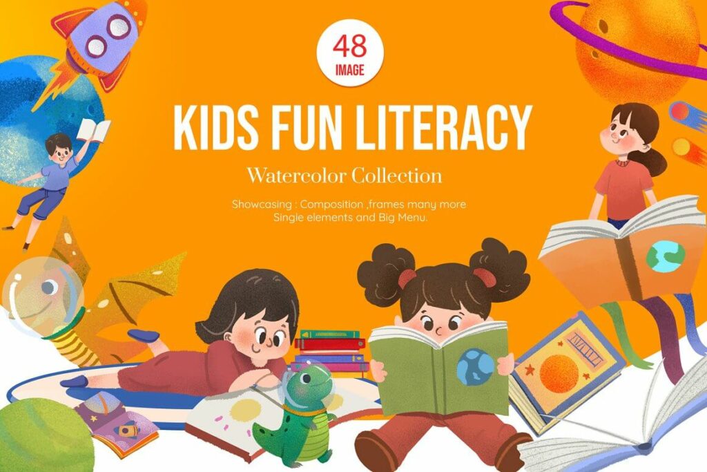 Kids Fun Literacy Watercolor – MasterBundles