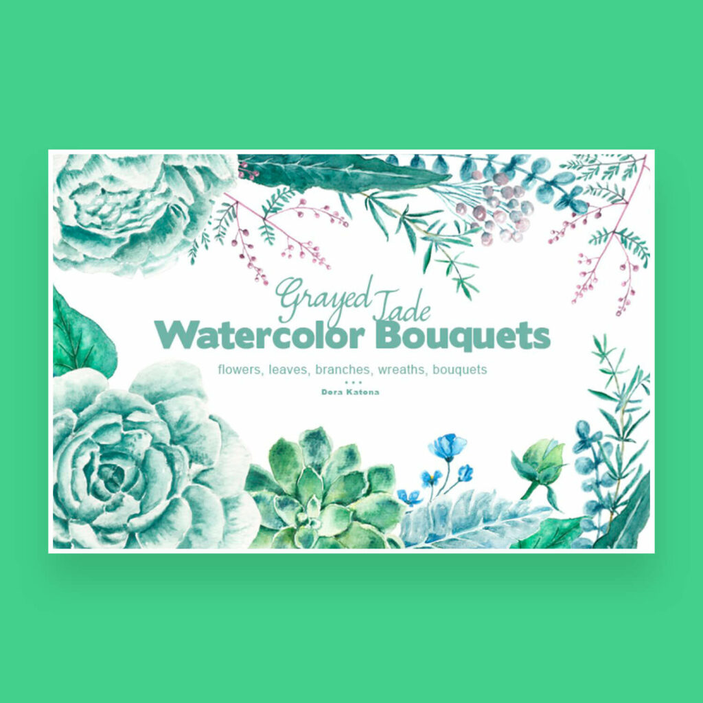 Peony Grayed Jade Bouquets Green Color Set – MasterBundles