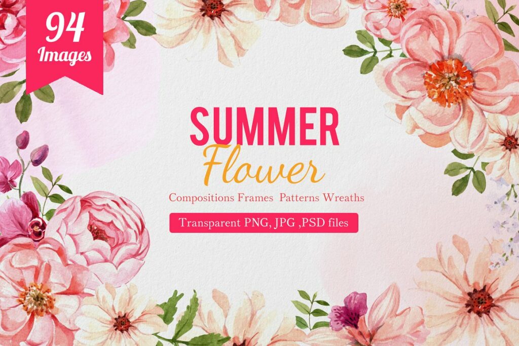 Beautiful Flower Summer Watercolor – MasterBundles