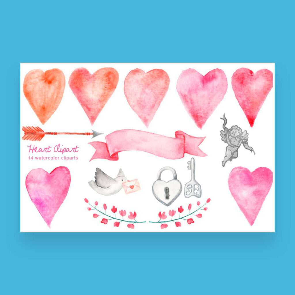 Valentines Day Heart Clipart Set – MasterBundles
