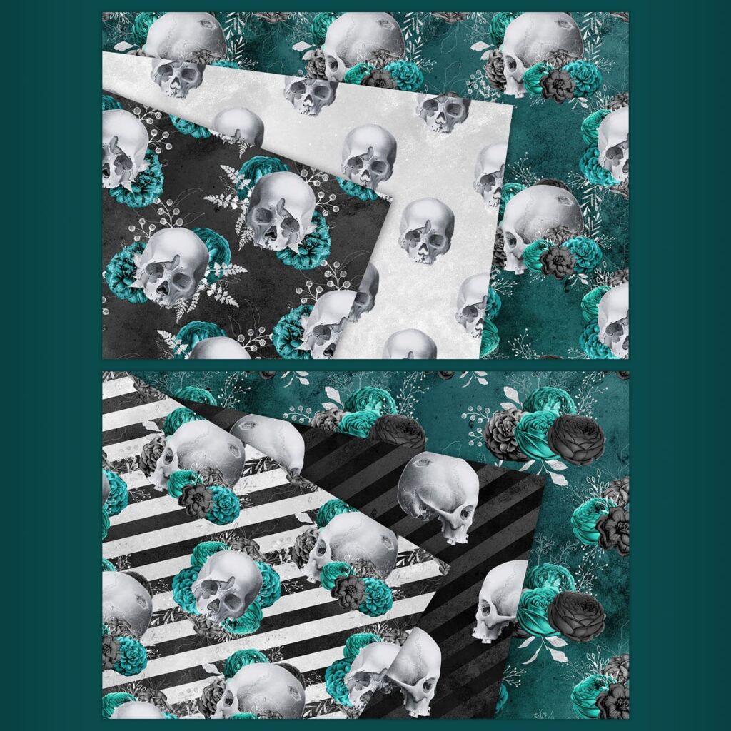 Turquoise Skull Digital Paper – MasterBundles