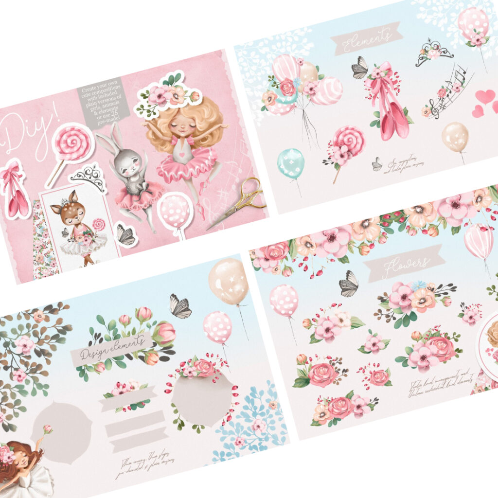 Pretty Tutus: Adorable Ballerinas and Animals Illustrations – MasterBundles