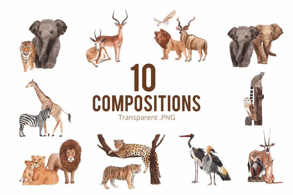 Savanna Wildlife Watercolor – MasterBundles