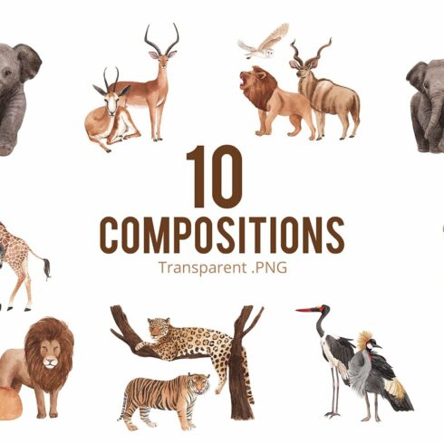 Savanna Wildlife Watercolor | Master Bundles