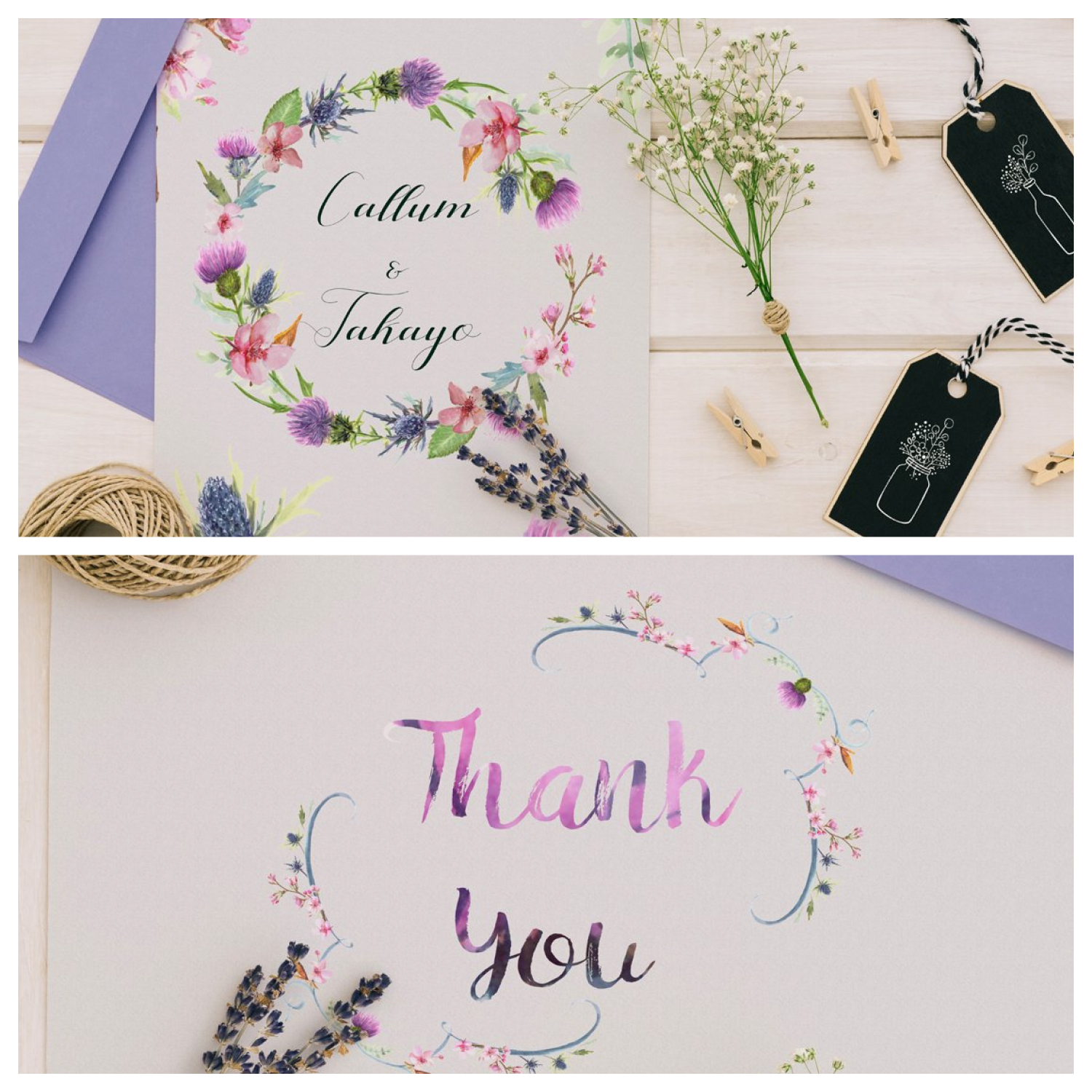 Watercolor Thistle & Cherry Clipart – MasterBundles