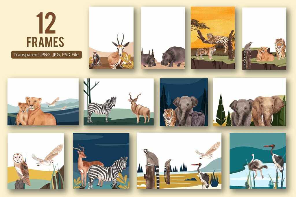 Savanna Wildlife Watercolor – MasterBundles