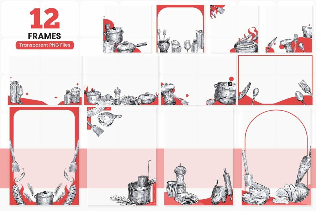 Kitchen Tools Drawing Illustration – MasterBundles