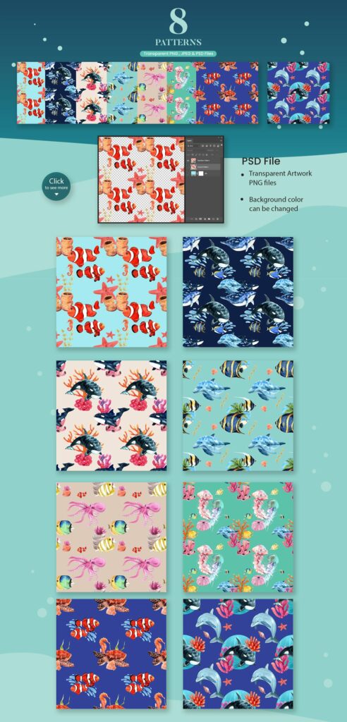 Unseen Oceans & Sealife Watercolor – MasterBundles