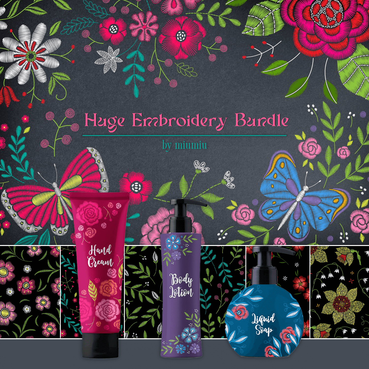 Embroidery Set And Card Template – MasterBundles