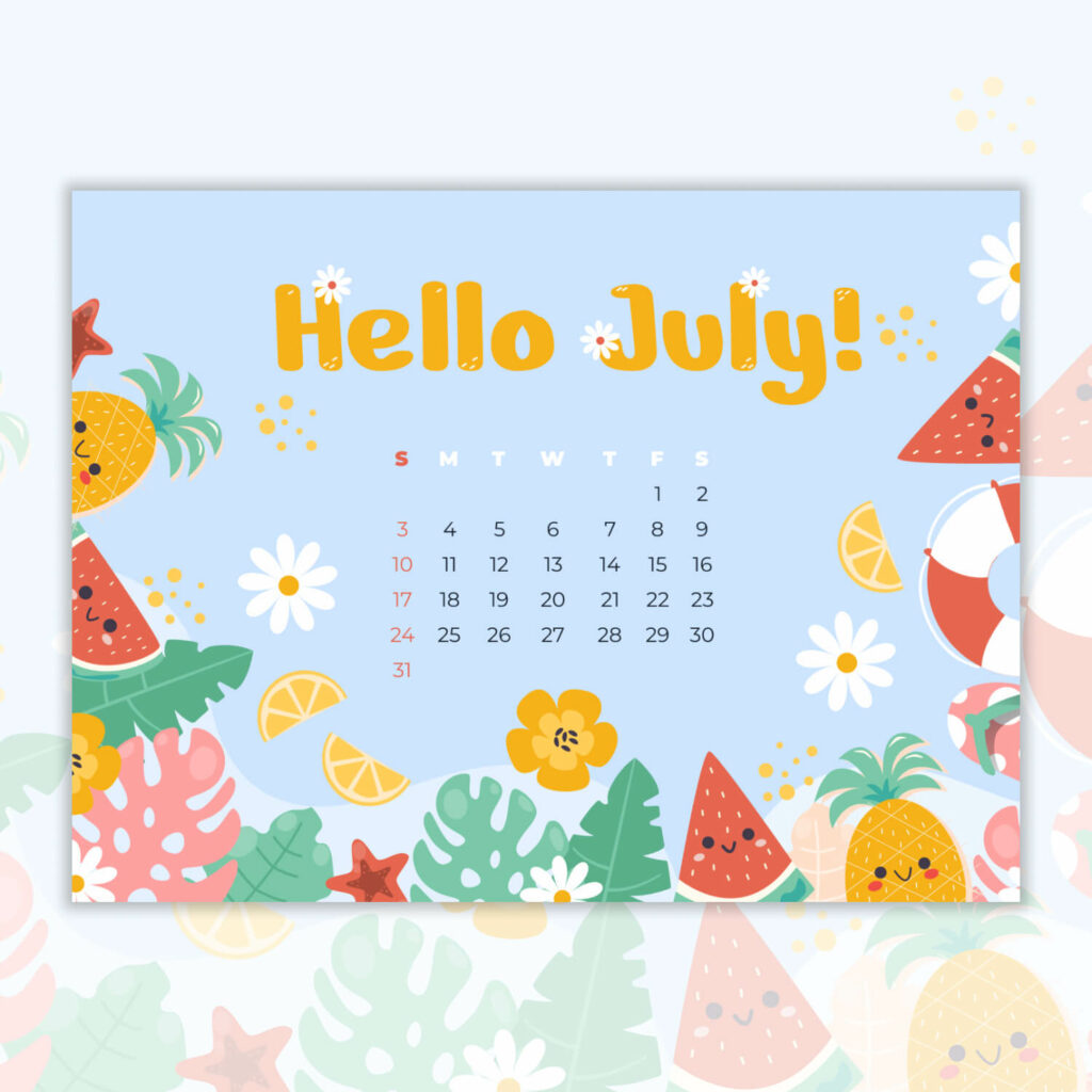 Free July Fruits Calendar – MasterBundles