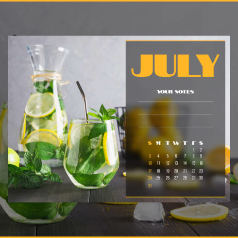 Fully Editable Free July Calendar – MasterBundles