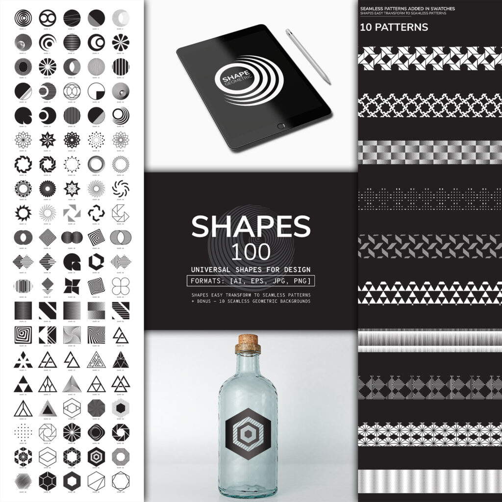 100 geometric shapes. Part 2 – MasterBundles