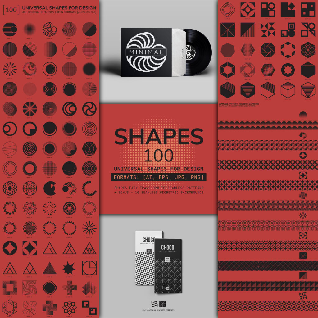 100 Geometric Shapes. Part 3 – MasterBundles